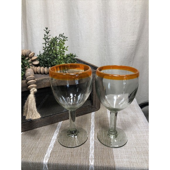 Mexican Hand Blown | Dining | Mexican Hand Blown Glassware Set Of Two ...